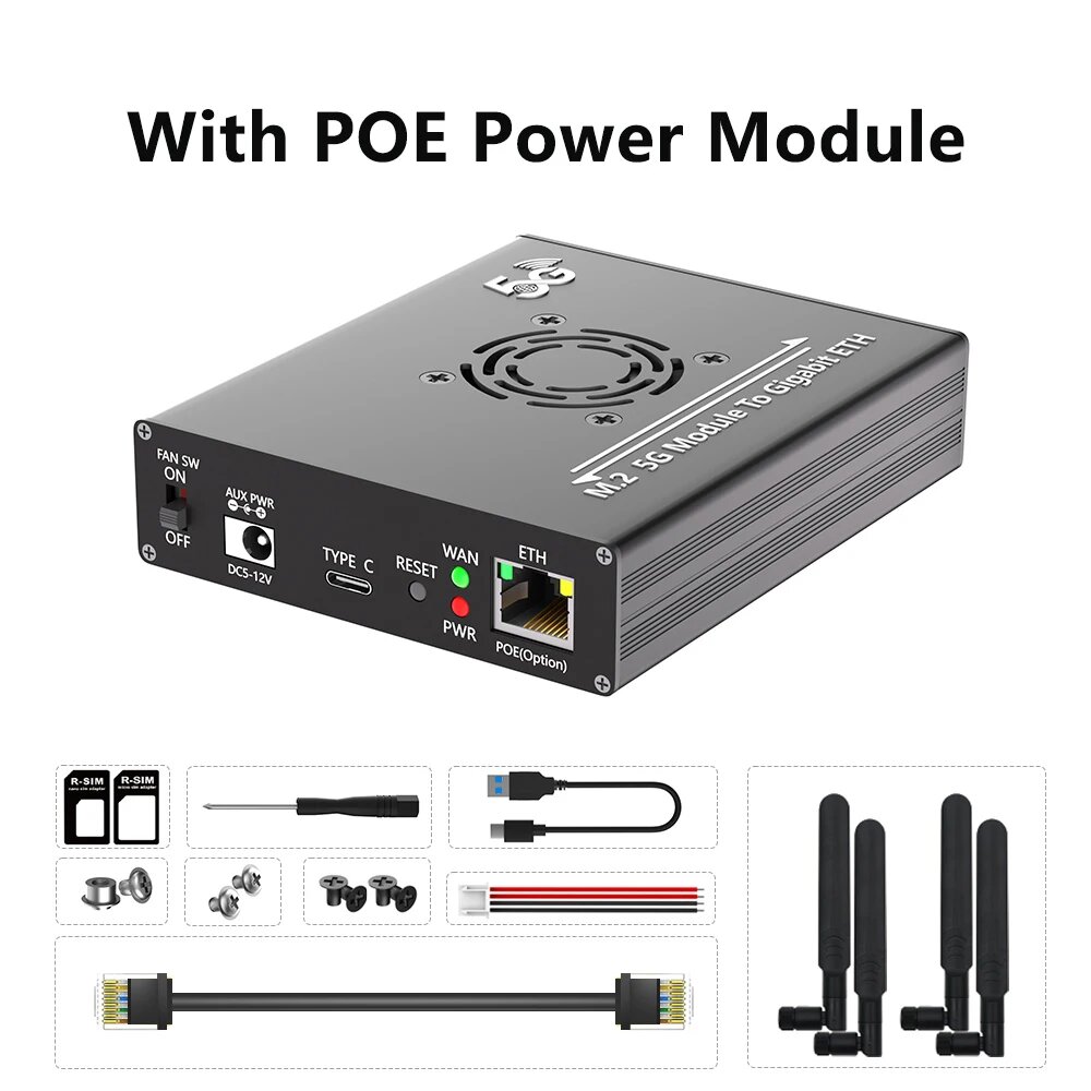 Модуль 4G/5G NGFF M.2 с адаптером Type-C Realtek RTL8125BG With POE Module