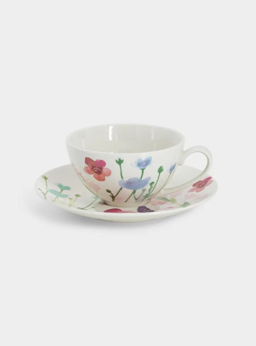 Чашка с блюдцем, 200 мл, Лесные цветы