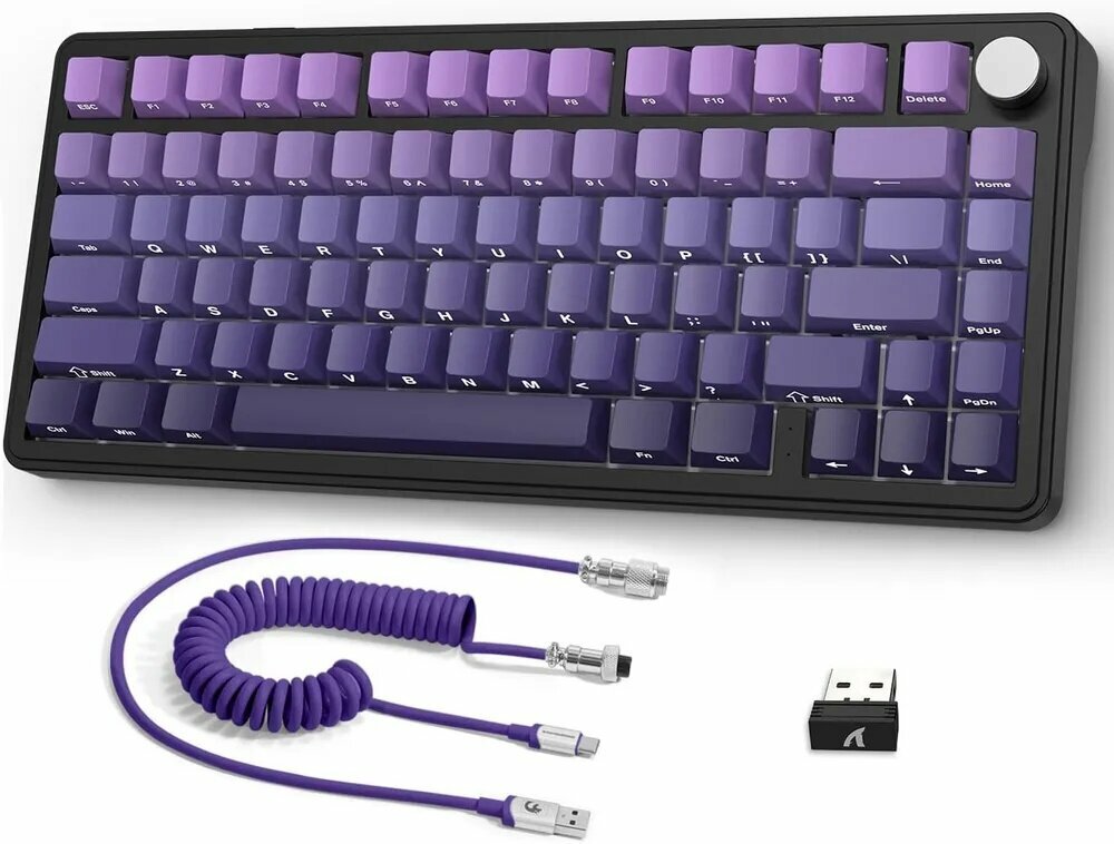 ATTACK SHARK Игровая клавиатура беспроводная X85PRO, Английская раскладка, фиолетовый