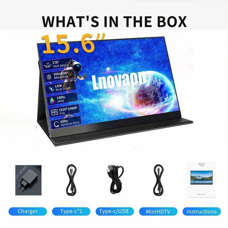 LNOVAON 15,6-дюймовый сенсорный портативный монитор 1080P 1080P 60Hz No Touch