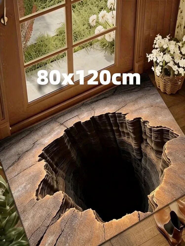 Коврик придверный 3D-эффект 80x120 см для гостиной, спальни, ванной, санузла, холла