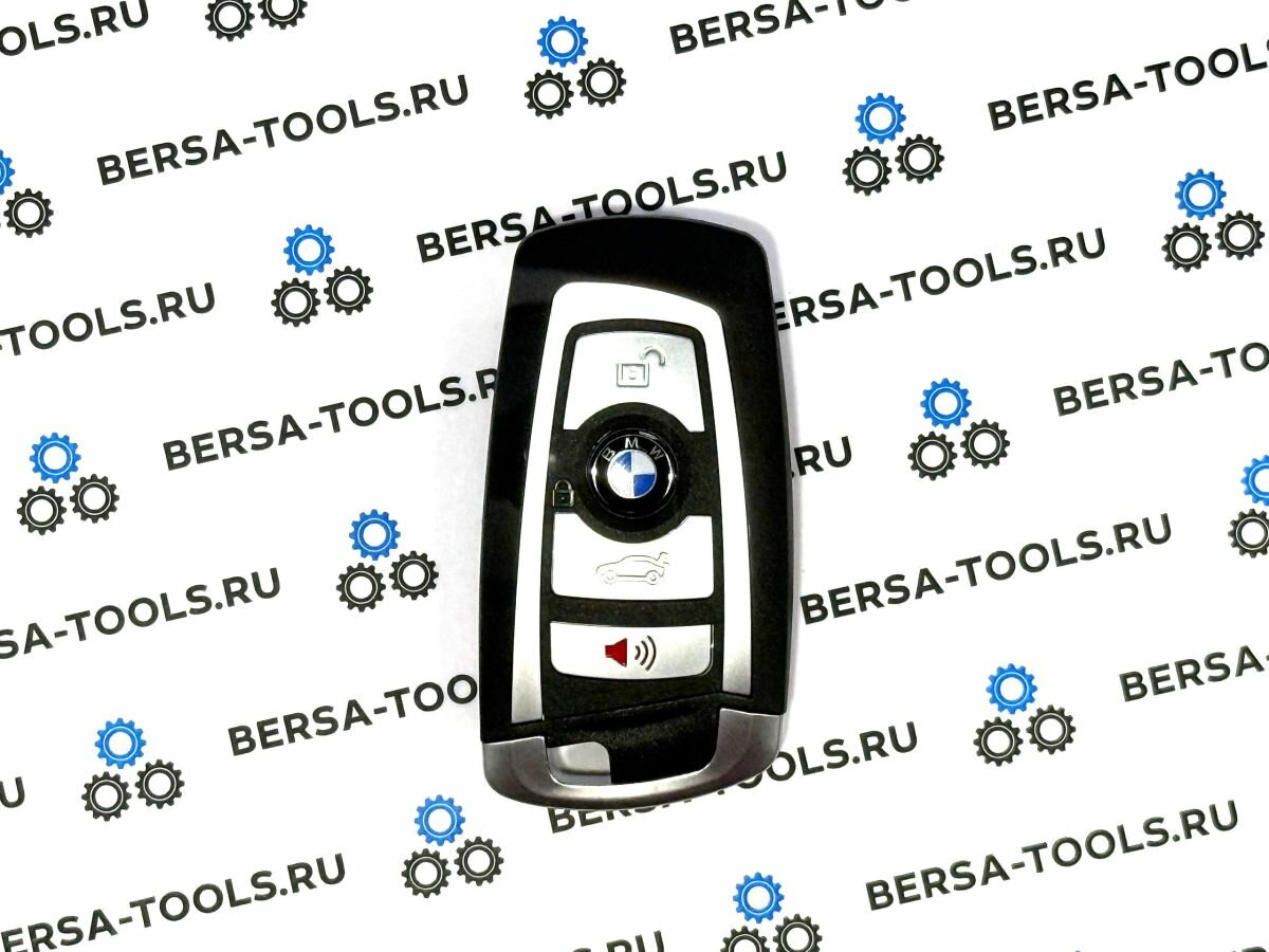 Корпус смарт-ключа BMW F-series серебро (с кнопкой звукового сигнала 4 кнопки)