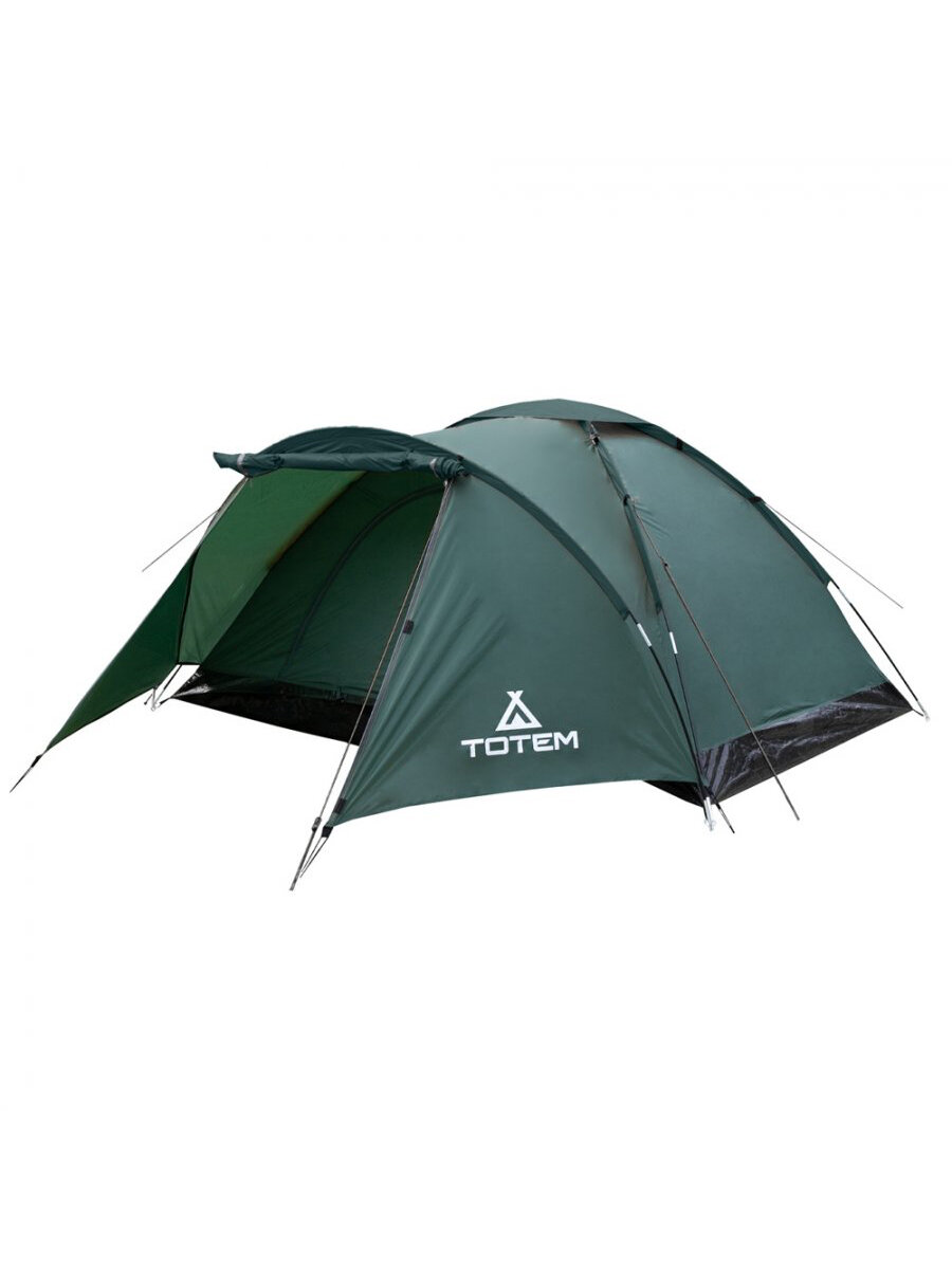 Палатка Totem Summer 3 Plus (V2) трехместная, однослойная, с тамбуром, зеленая, TTT-031
