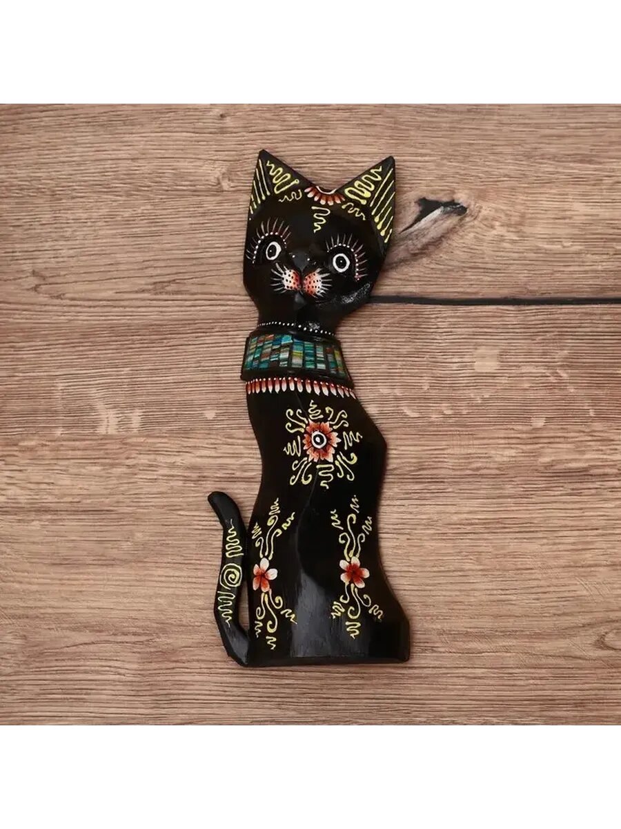Элегантная деревянная статуэтка Кошка 30 см