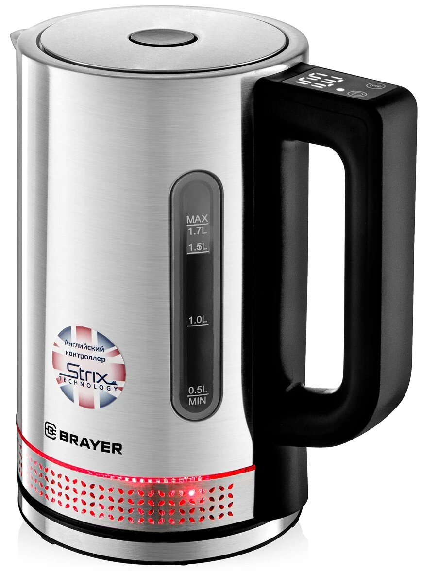 Электрический чайник BRAYER BR1060, мощность 2200 Вт, металлический корпус, автоотключение