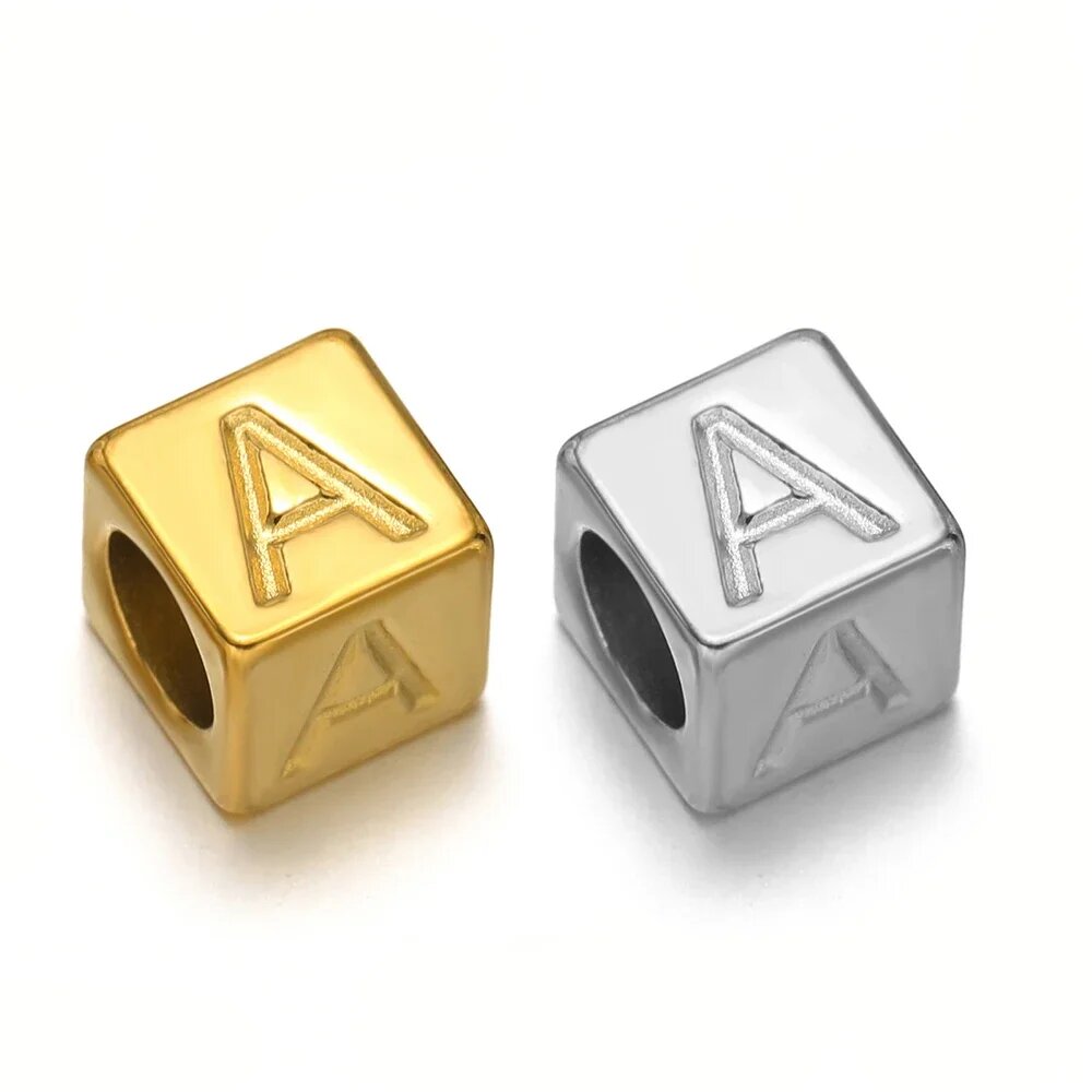 Кубик-шарм с буквой "A" из нержавеющей стали, цвет: Steel color