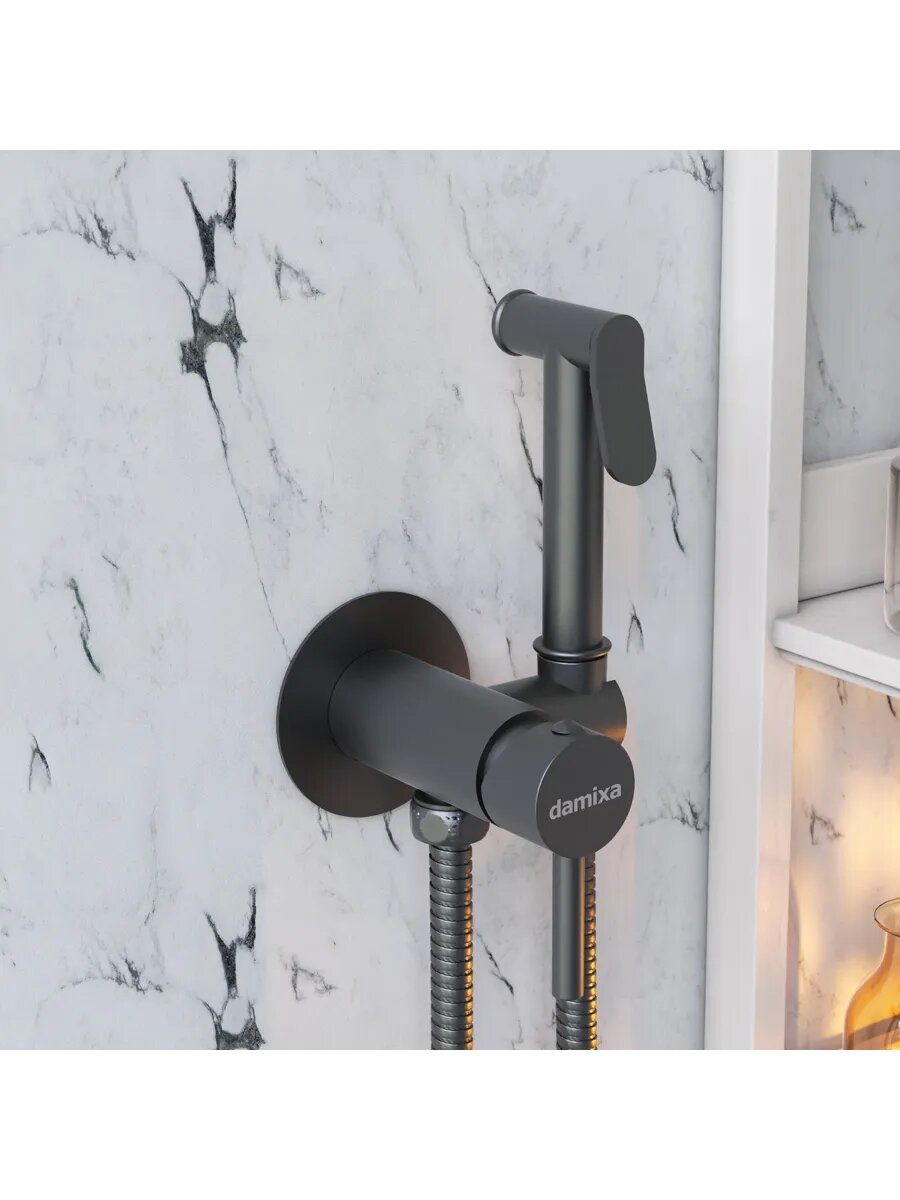 Гигиенический душ Damixa Pluto со смесителем, цвет черный матовый