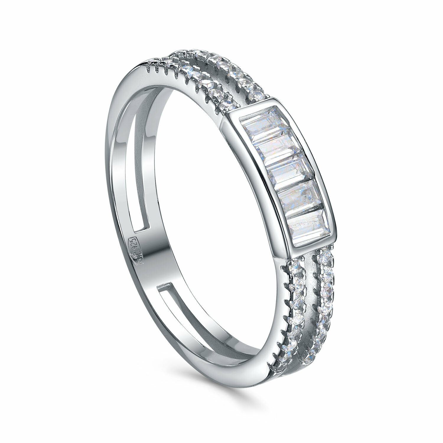 Кольцо, серебро, 925 проба, фианит