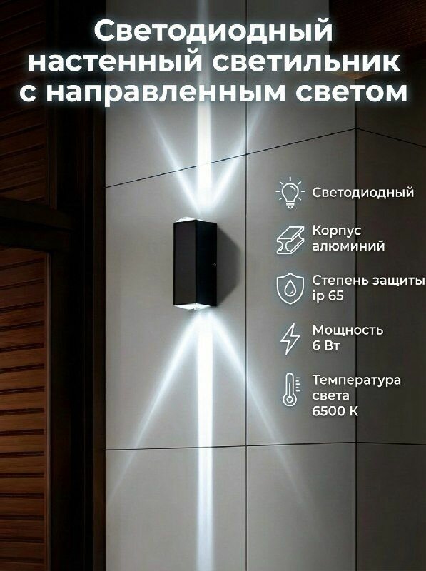 Светильник настенный светодиодный уличный фасадный луч 6500К