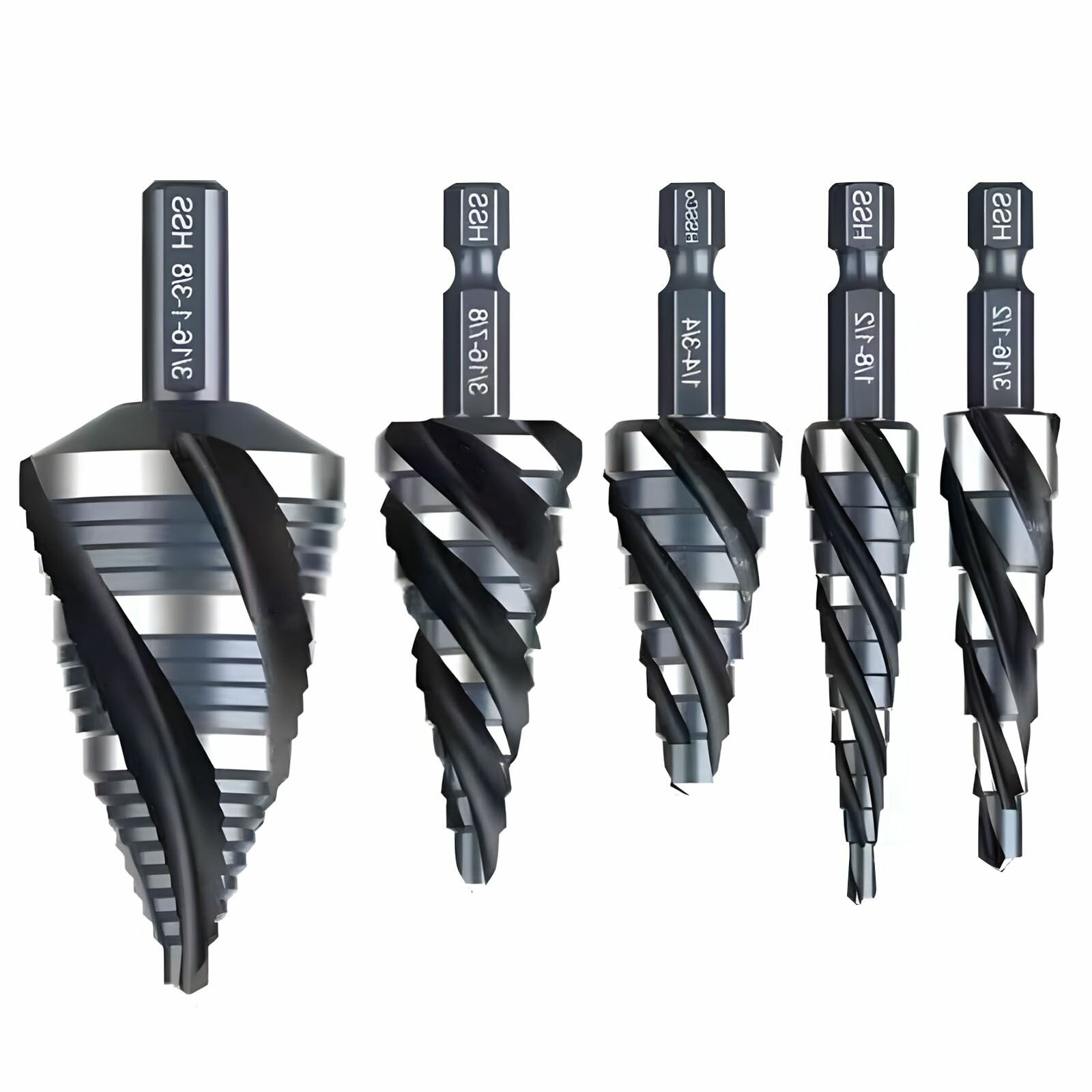 5 шт Гибкие ступенчатые сверла Rapid Steel Step Drill 4 Pipe Royal для различных отверстий и задач