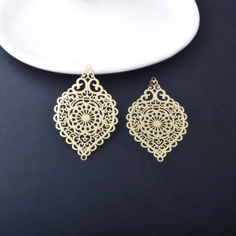 Латунные подвески филигрань, Light KC gold, 20 шт