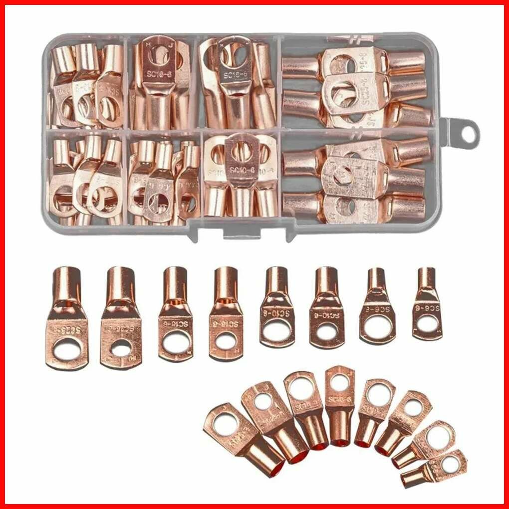 Соединительное кольцо для наконечников проводов 70 Шт, Соединительное Кольцо Для Наконечников Проводов, Медные Разъемы SC6-25, Комплект Неизолированного Кабеля