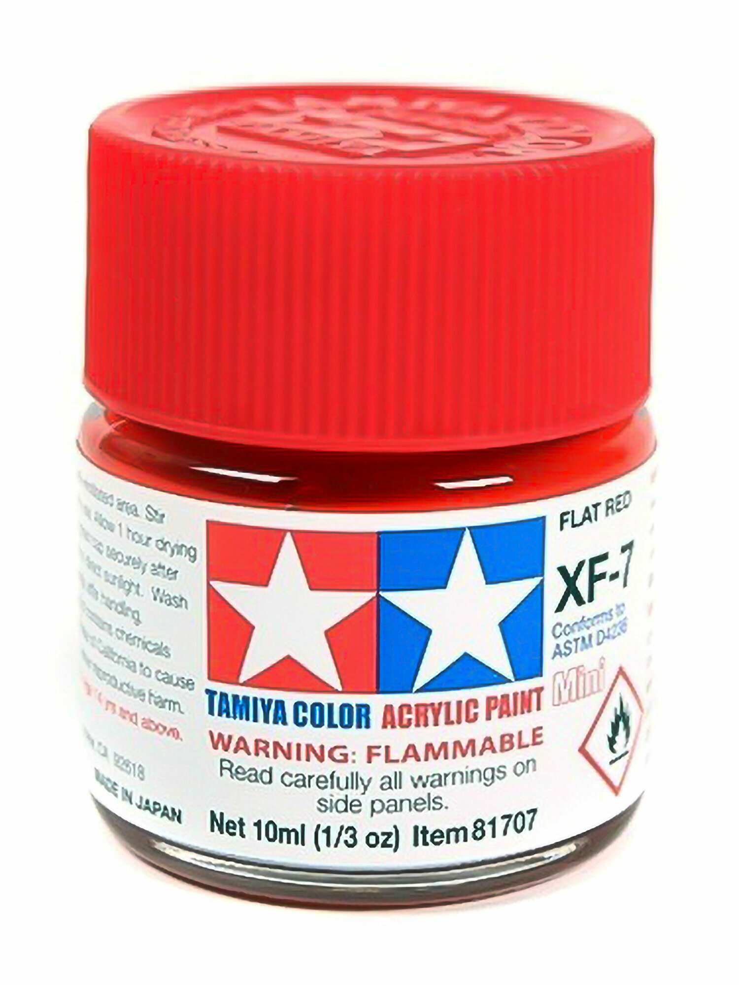 Краска акриловая Tamiya Color XF-7 Red 81707 красная матовая, 10 мл