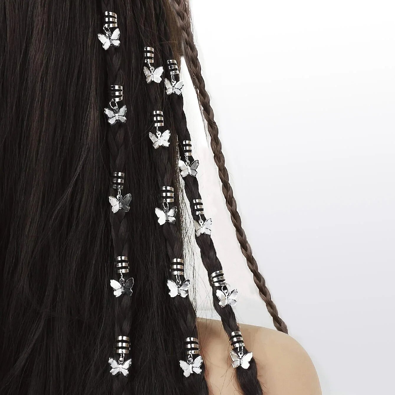 Кольца для кос "Бабочка" silver color, 15 шт