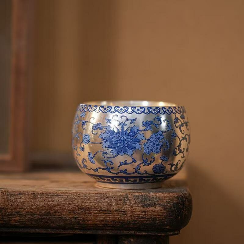 Посеребренная чашка мастера, керамическая чайная чашка, эмалированная чайная чаша большого объема, одиночная чайная чашка, чашка для воды.