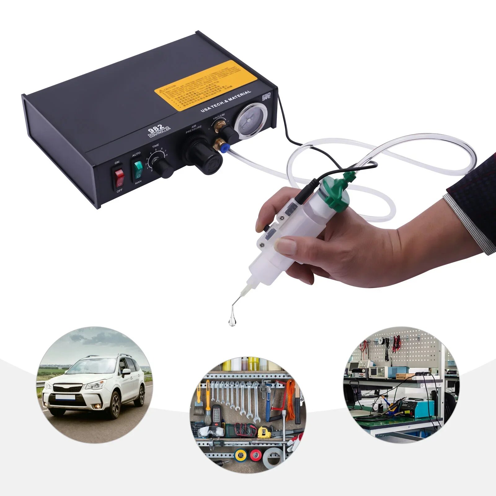 Воздушный дозатор клея — ручной и полуавтоматический контроллер жидкого клея для промышленной/электронной сборки