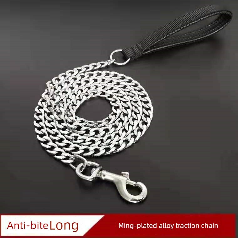 1.8 м Плоская металлическая цепь для собак с пеными ручкой, черная, толщина 3.0 мм для всех размеров
