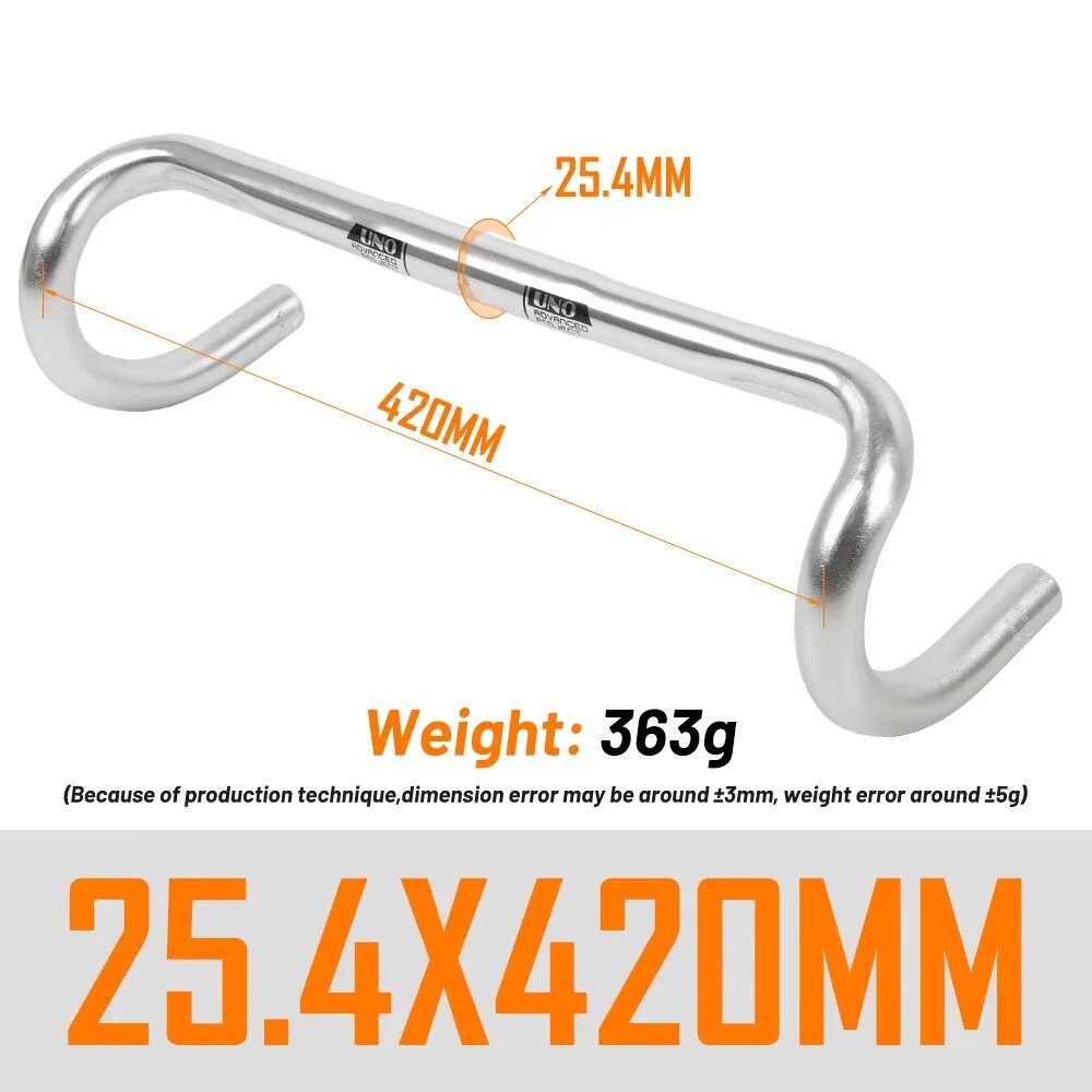 UNO складной изогнутый руль для шоссейных и BMX велосипедов 26 мм 26X420MM SLV
