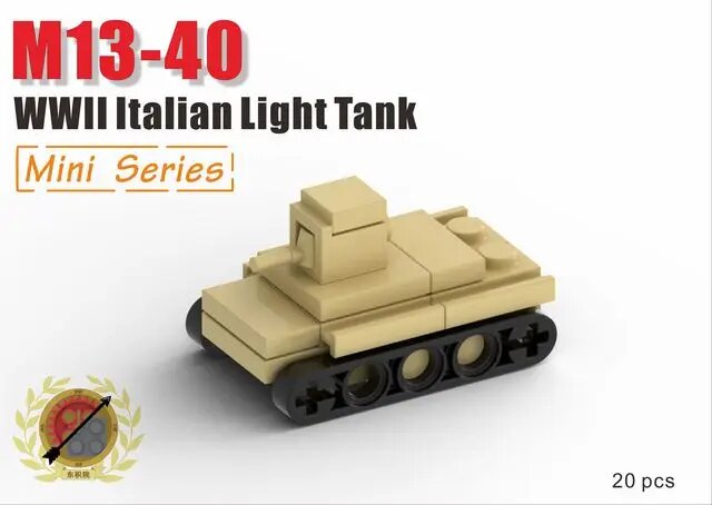 MOC Мини-серия M13-40, итальянский танк WWII, 20 деталей, темно-серый