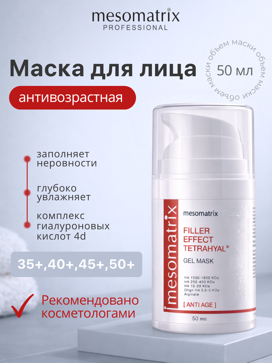 Антивозрастная маска для лица FILLER EFFECT с эффектом заполнения, 50 мл, Mesomatrix