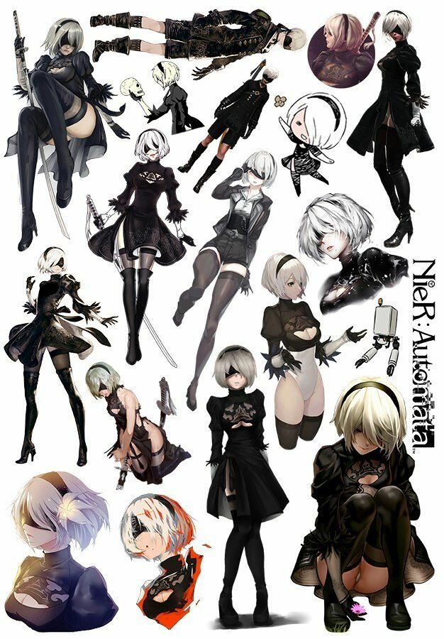 Наклейки с артами NieR: Automata