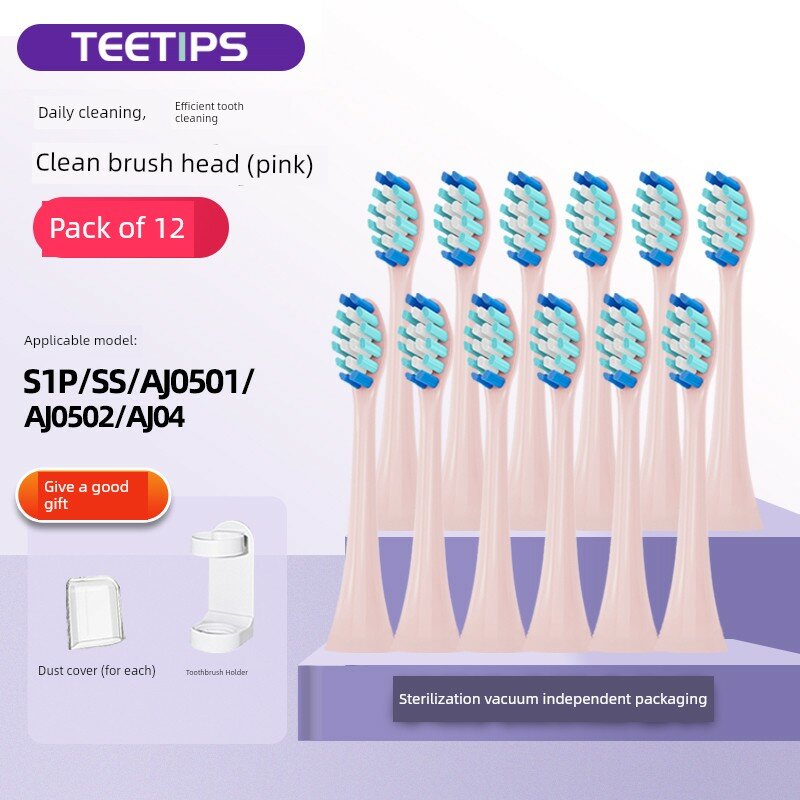 Teetips адаптирует к насадке электрической зубной щетки Midea Midea S1P/SS/AJ0501/AJ0502/AJ04 замена Чистка розового