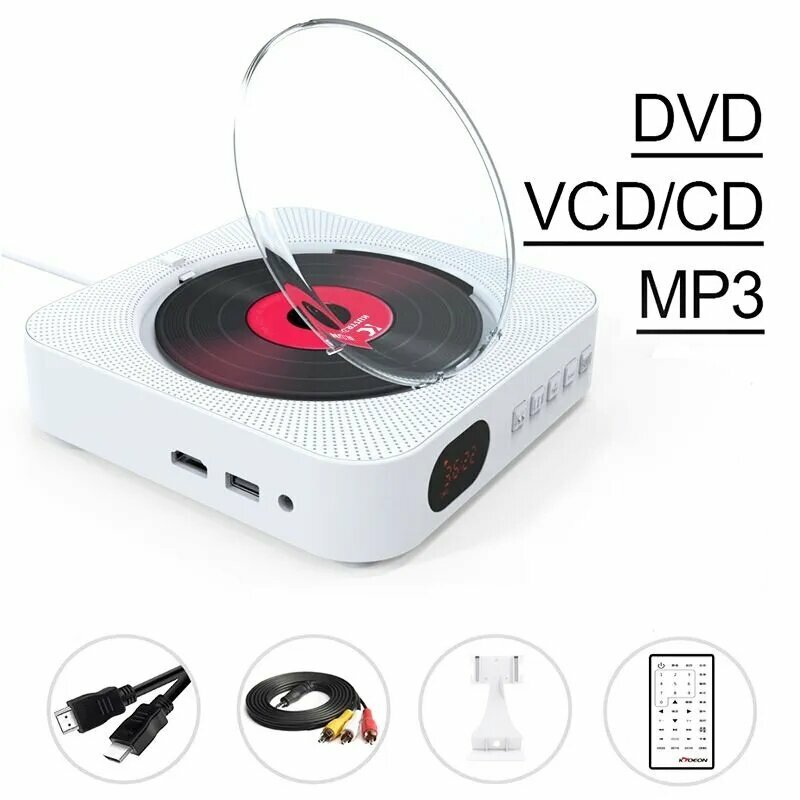 Портативный DVD-плеер видео kecag-606 CD VCD DVD проигрыватель USB HDMI белое