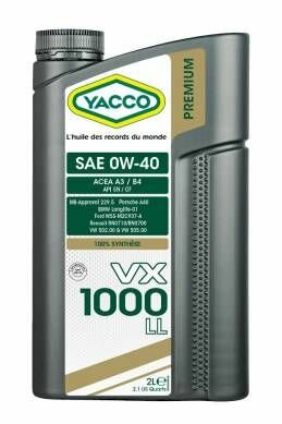 YACCO VX 1000 LL 0W40 (5 L) арт.306222