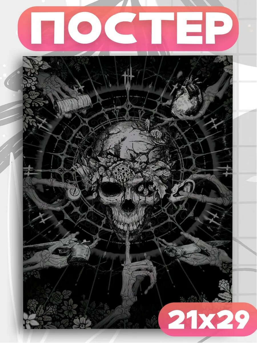 Постер на стену череп y2k