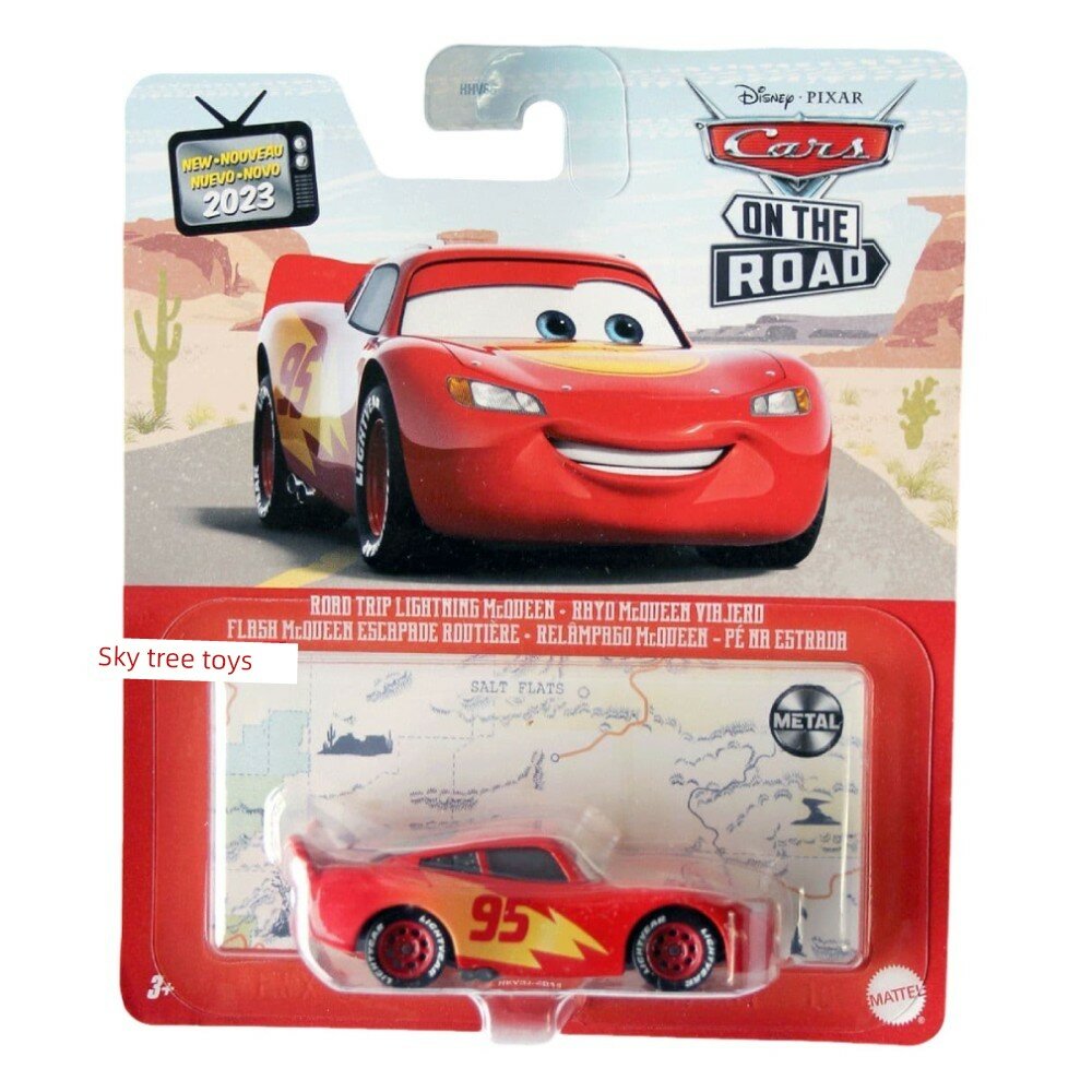 Официальная модель Lightning McQueen Road Trip Series на белой карте