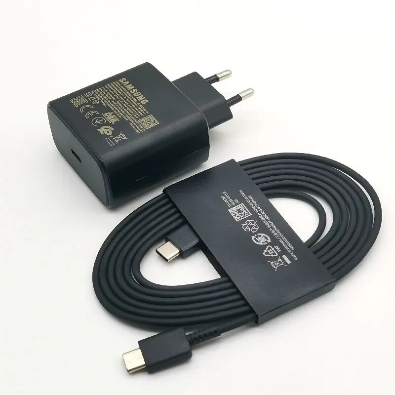 Адаптер для сверхбыстрой зарядки Samsung 45W PD с кабелем Type-C для Galaxy Black-Add 1.8M Cable
