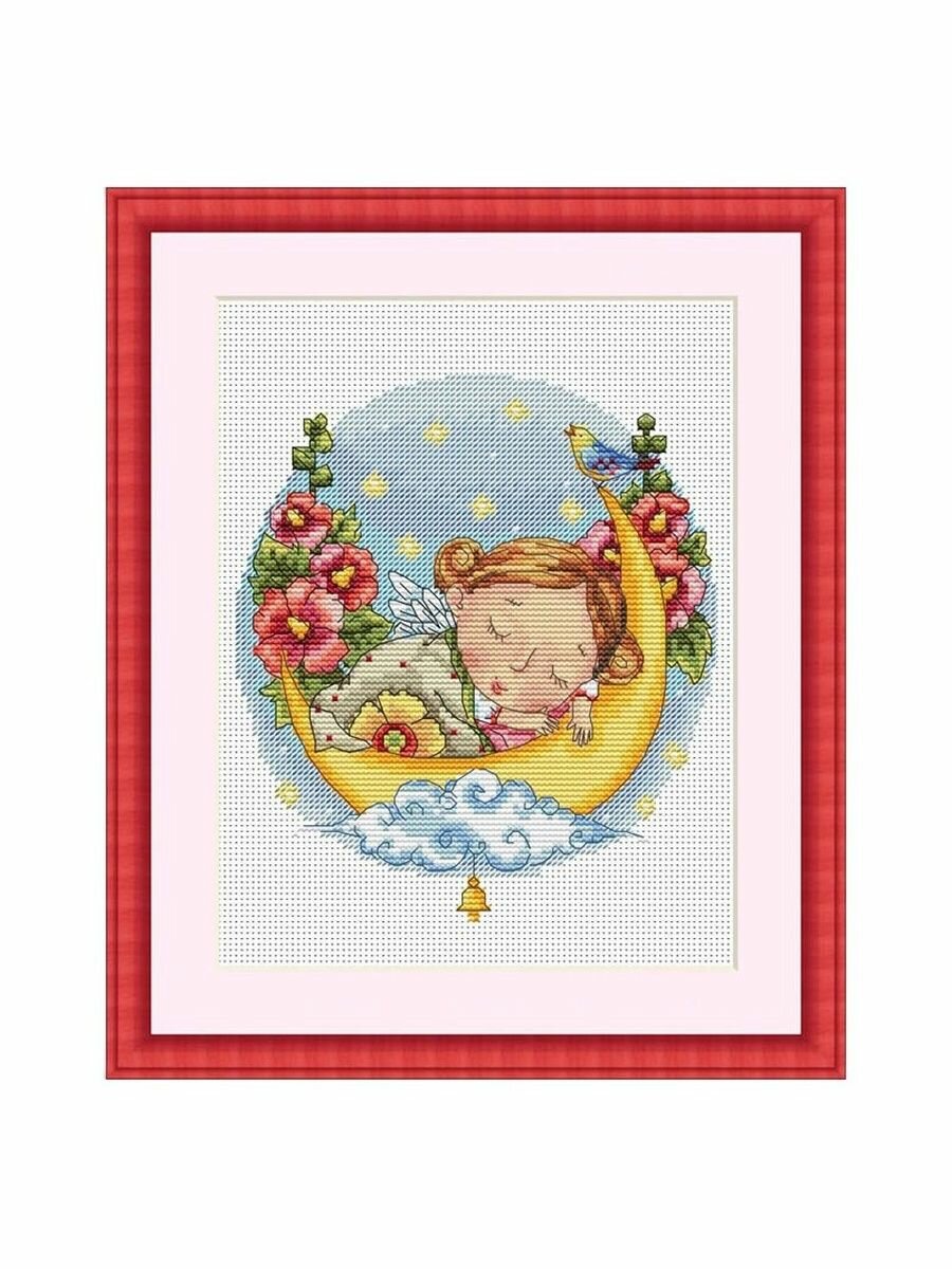 Набор для вышивки крестиком Amishop "Merejka K-23 Lullaby for Daughter", 14CT Aida, 85 x 97 ст, 16 x 18 см, 35 цветов