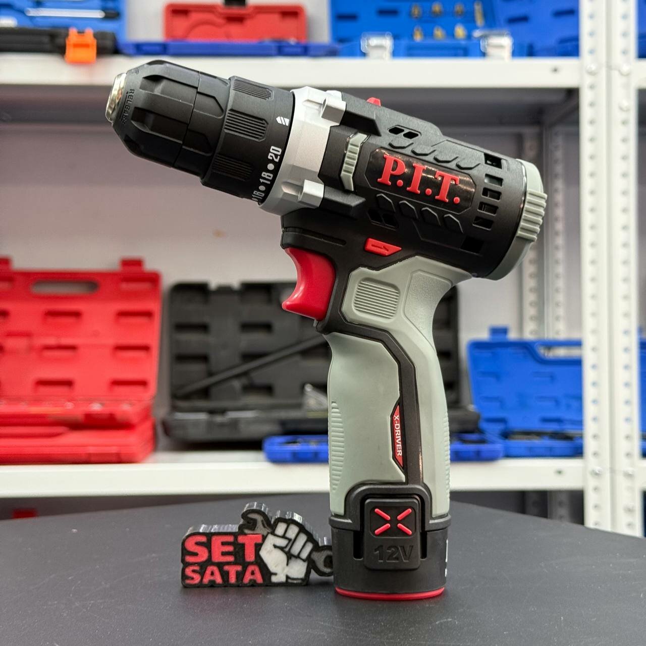 Дрель аккумуляторная P.I.T X-Driver PBM12K-10A/1, с аккумулятором и ЗУ в комплекте