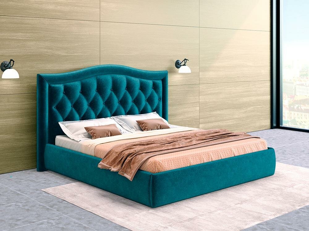 Кровать Грация в базовых тканях, без основания и без подъемного механизма, 160х200 цвет Зеленый Мох