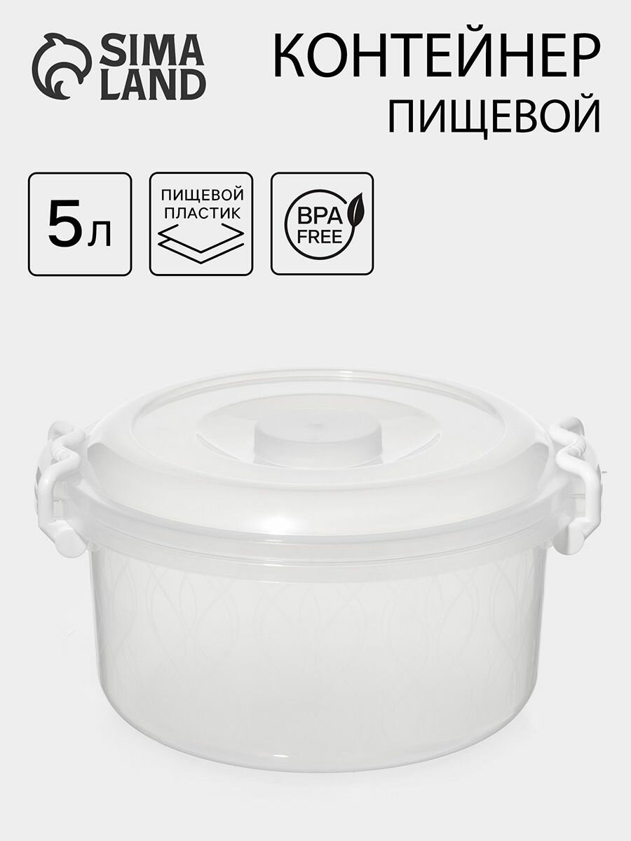 Контейнер пищевой Альтернатива, объем 5 л, пластик, прозрачный для хранения продуктов большой