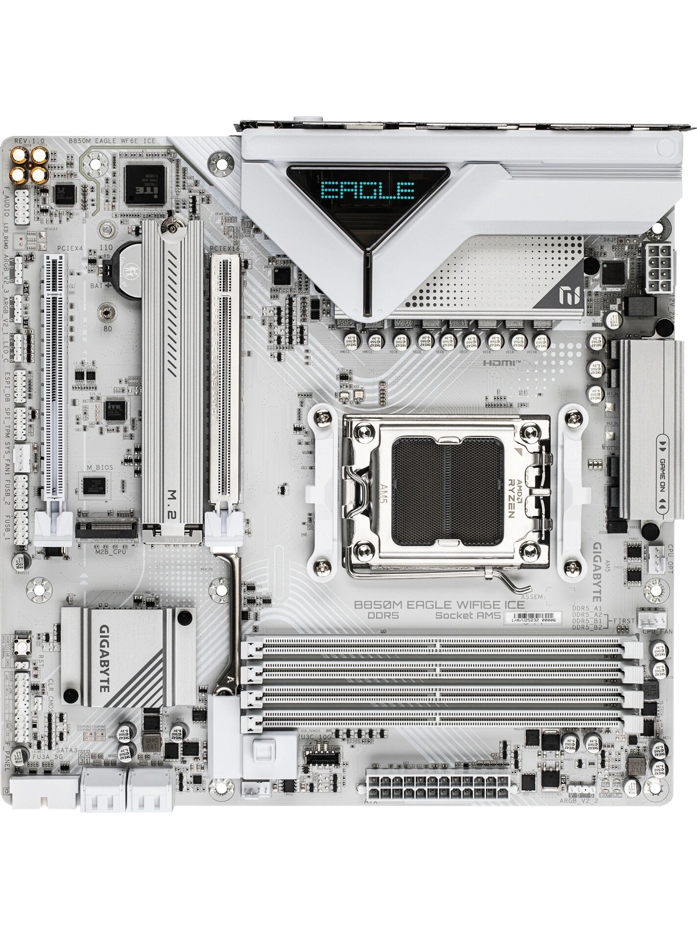 Материнская плата Gigabyte B850M EAGLE WIFI6E ICE Socket AM5 AMD B850 4xDDR5 mATX AC`97 8ch(7.1) 2.5Gg RAID+HDMI+DP