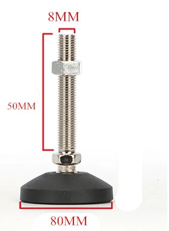 Регулируемая мебельная опора 80x50 мм, M8, черная