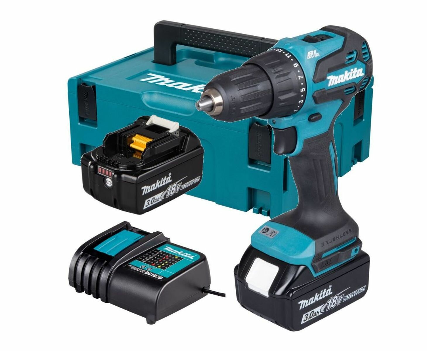 Шуруповерт аккумуляторный Makita DHP490SFJ 18В 50Нм. (2 АКБ 3Ач, З/У, кейс)