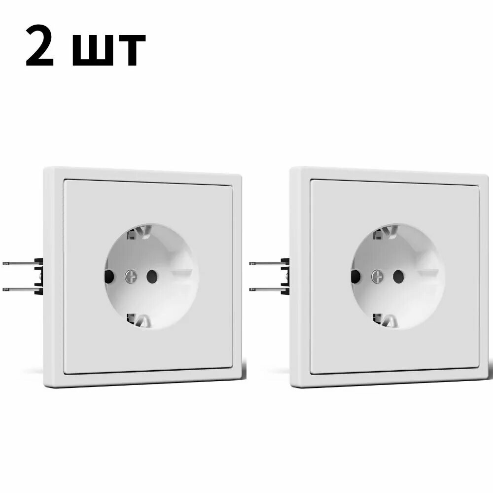 Розетка BSEED одинарная 1 пост, Настенный розетка с когтями,16А 250В, PC рамка,2шт