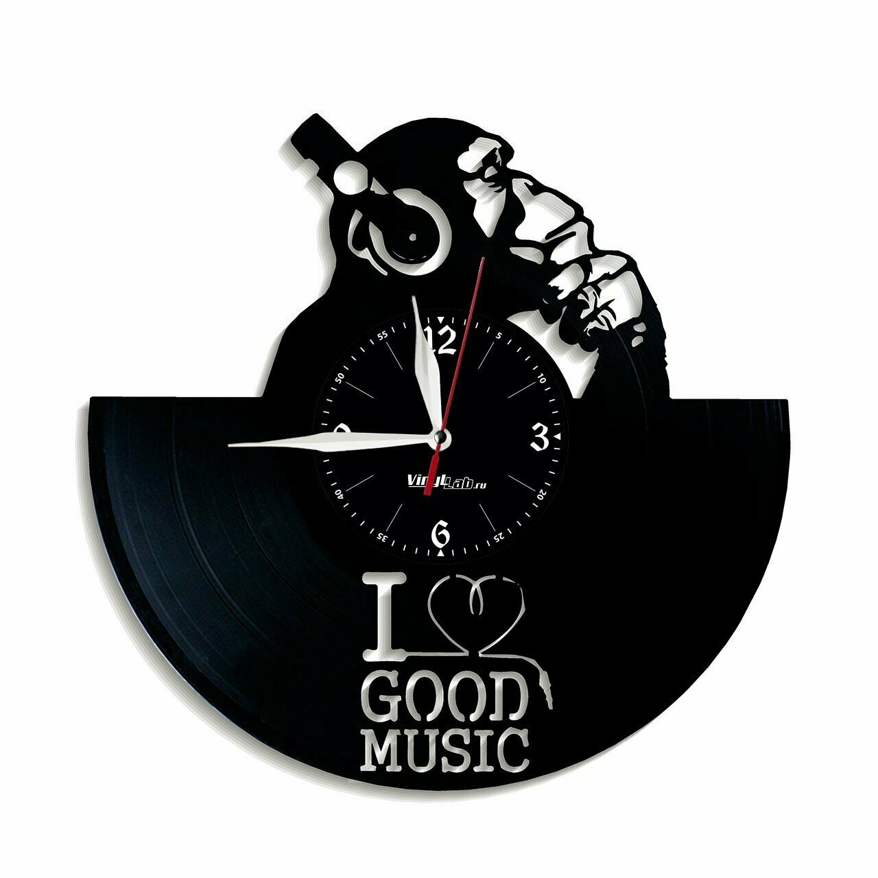 Часы из виниловой пластинки (c) VinylLab Good Music, диаметр 30 см