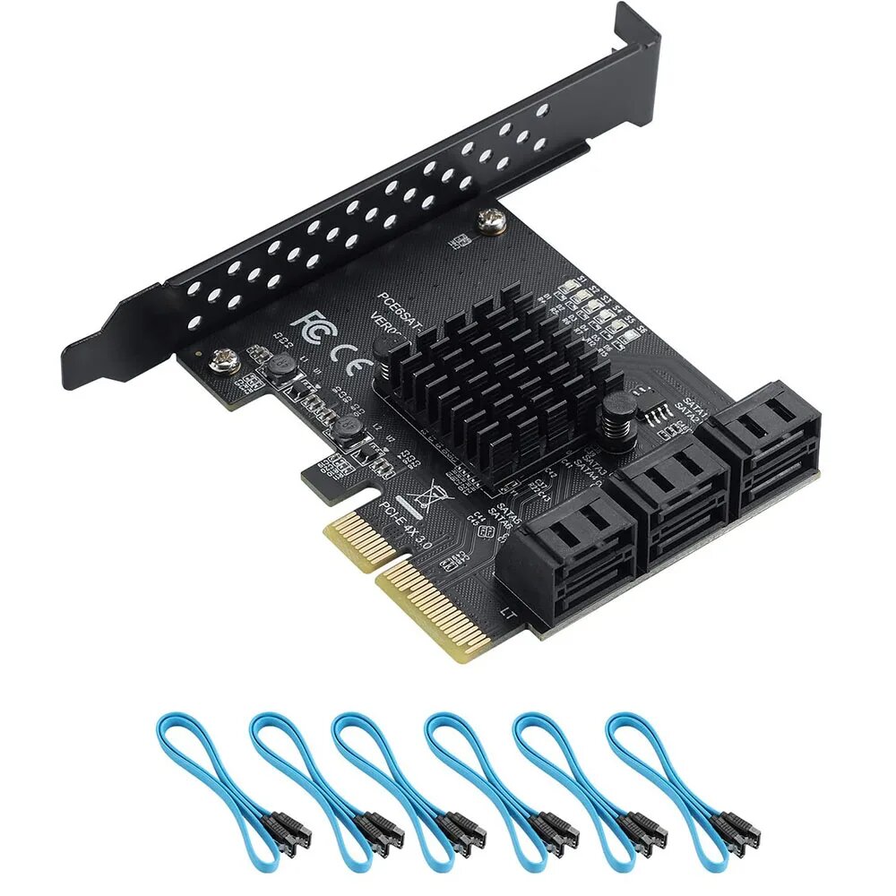 PCI-E Райзер Ninth World 6портов SATA 3.0, Цвет: 6port 4x