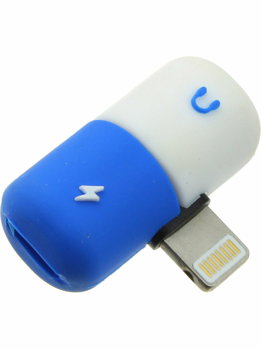 Разветвитель, на наушники и на зарядку, для iPhone, Lightning, Mini Jack 3,5 мм, черный