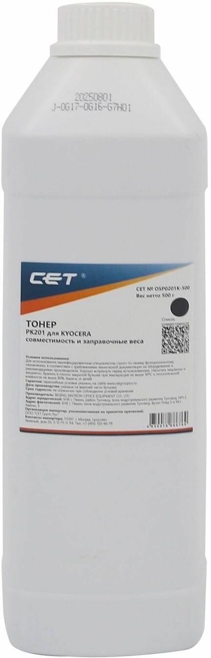 Тонер для принтера Cet PK201, черный, бутылка 500 г, для Kyocera ECOSYS P6030cdn, M6026cdn (OSP0201K-500)