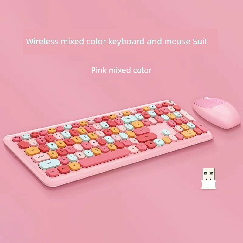 Mofii Тихая Беспроводная Клавиатура и Мышь с USB, Цвет Розовый, Мягкое Покрытие для Женщин
