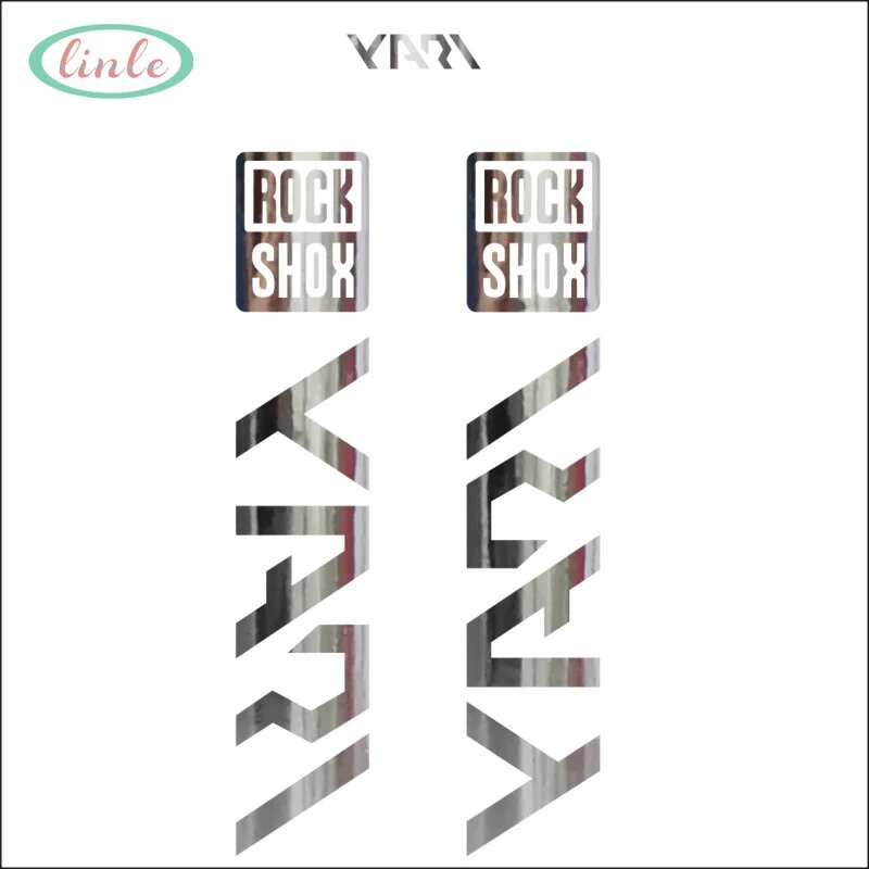 ROCKSHOX YARI наклейки на вилку, темно-зеленый, Bright Silver