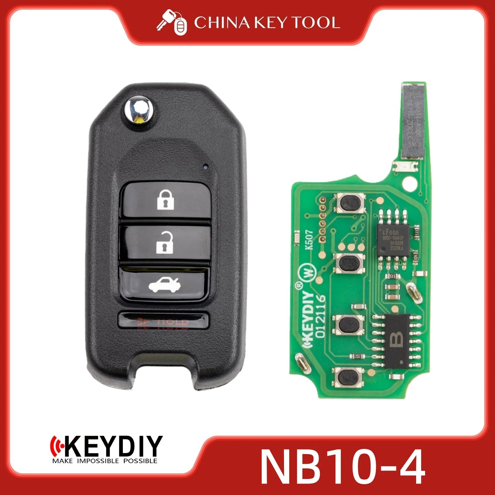 KEYDIY KD NB10-4 NB Series Универсальный дистанционный ключ, 4 кнопки, совместимое сменное решение