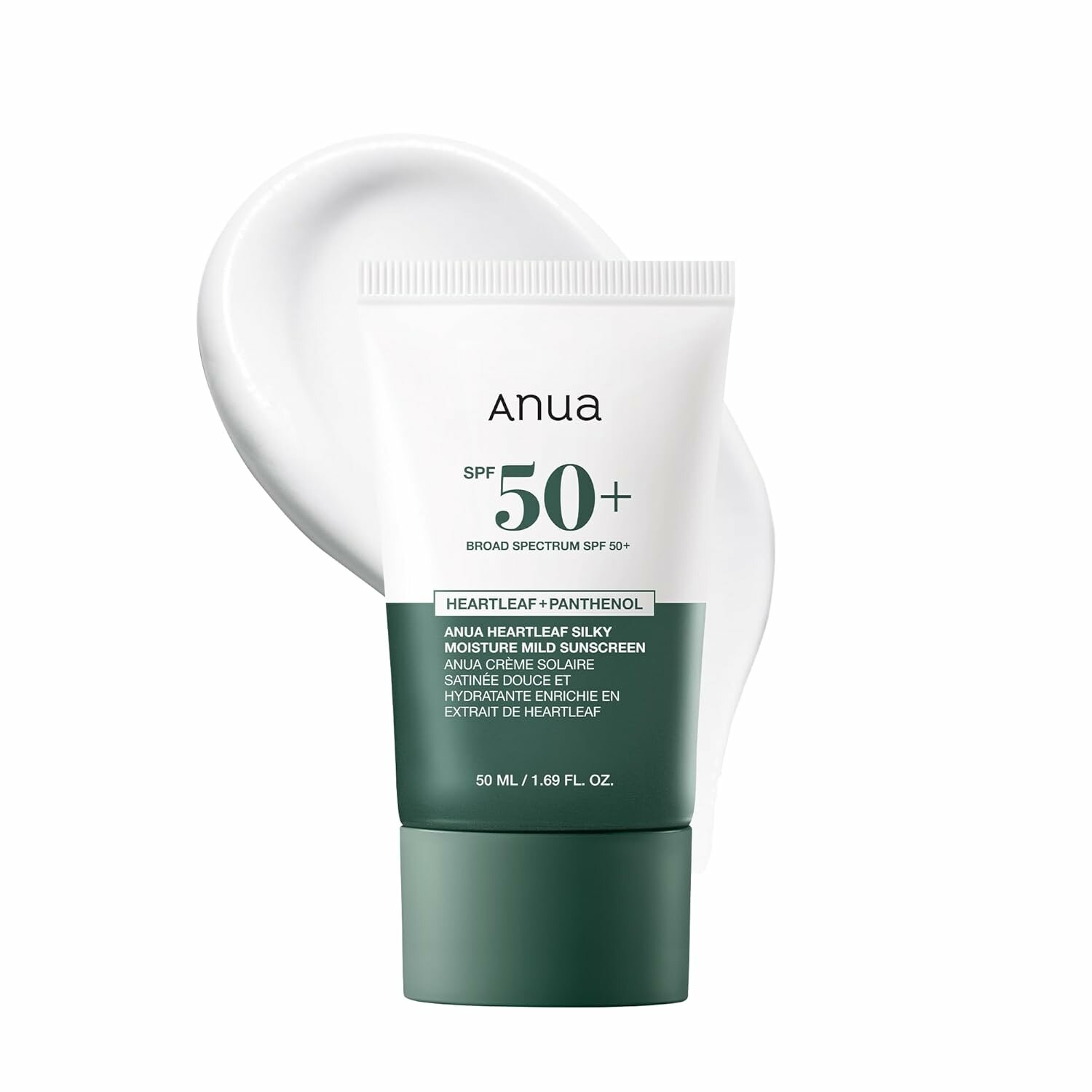 Успокаивающий солнцезащитный крем с хауттюйнией Anua Heartleaf Silky Moisture Sun Cream SPF50+PA++++ 50 мл