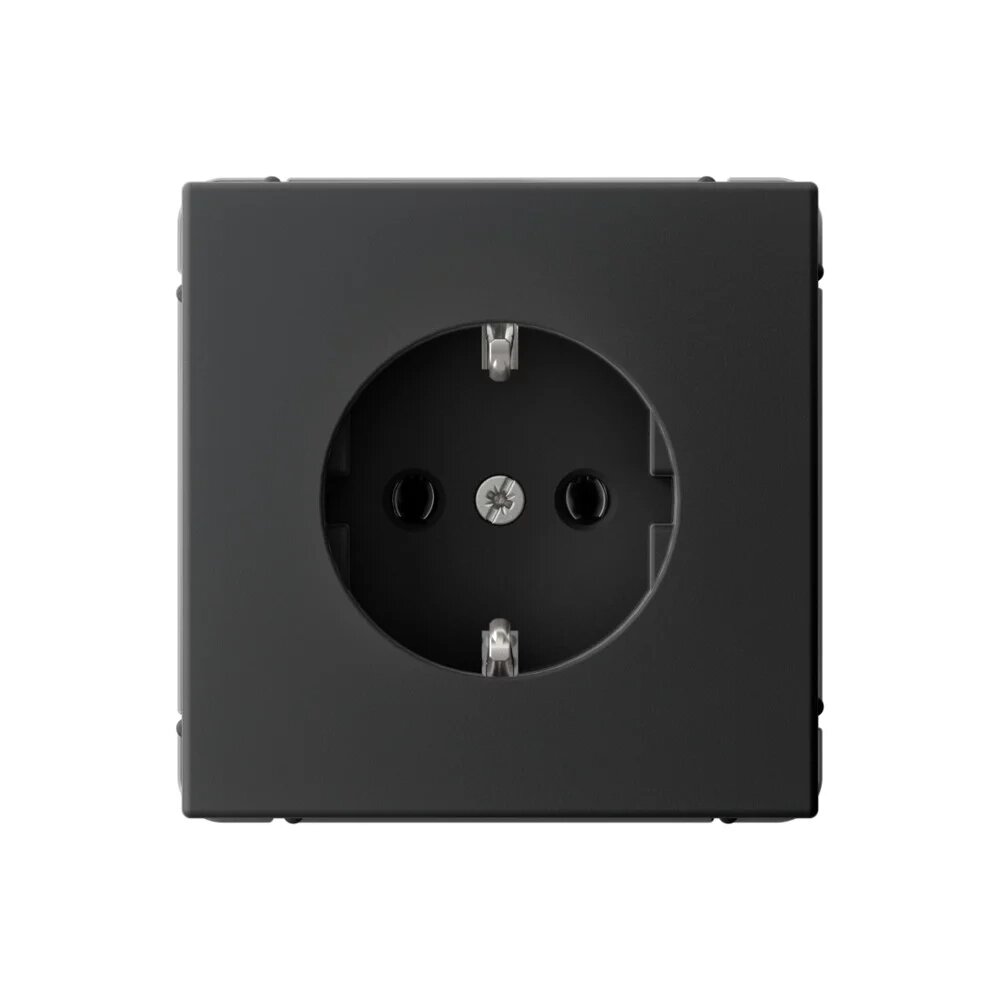 Розетка одинарная Systeme Electric ArtGallery с/з, 16А, механизм, Карбон