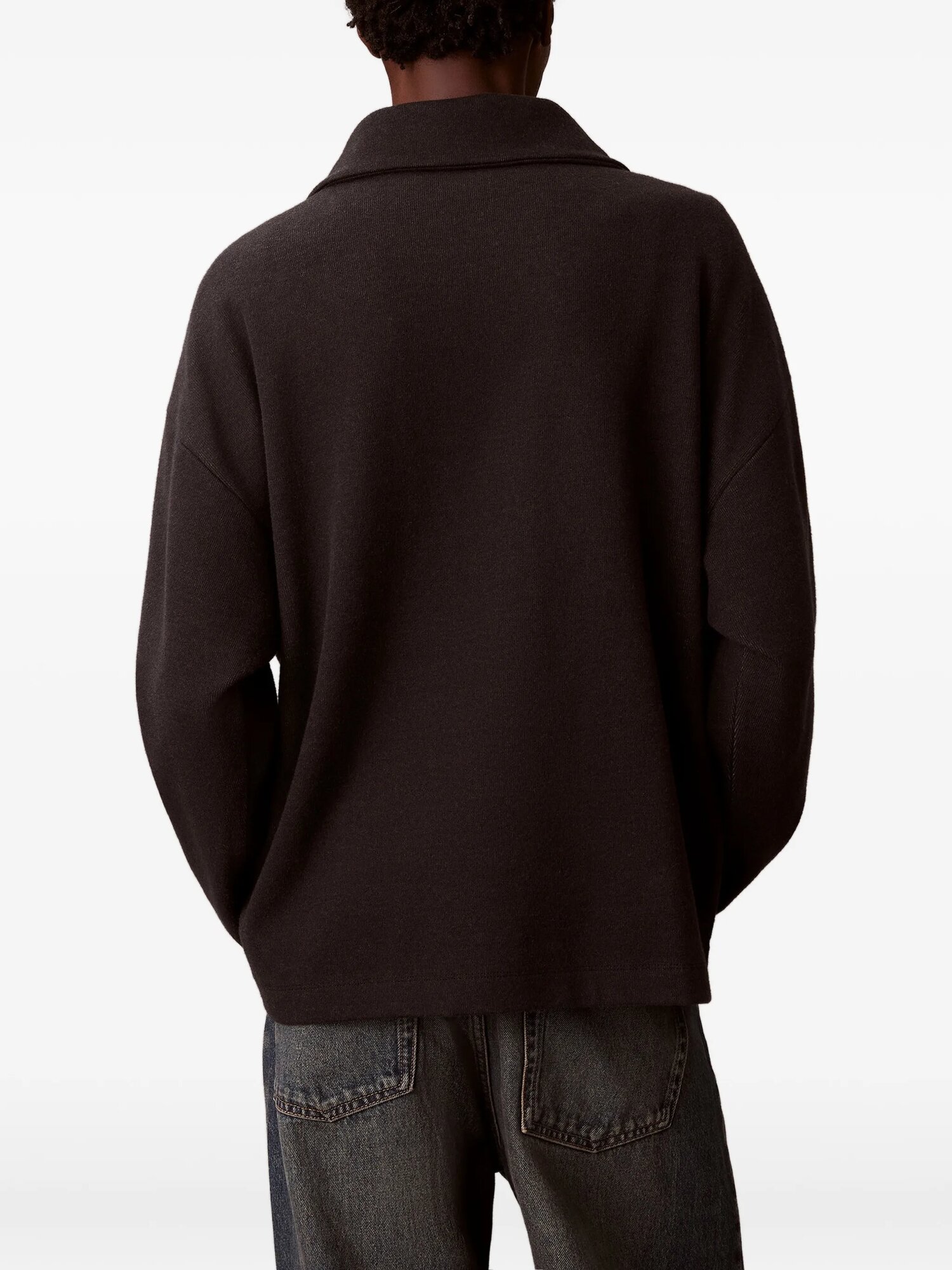 Свитер CALVIN KLEIN Quarter-zip logo-patch sweater, размер 46 EU, , black/black — фото 1
