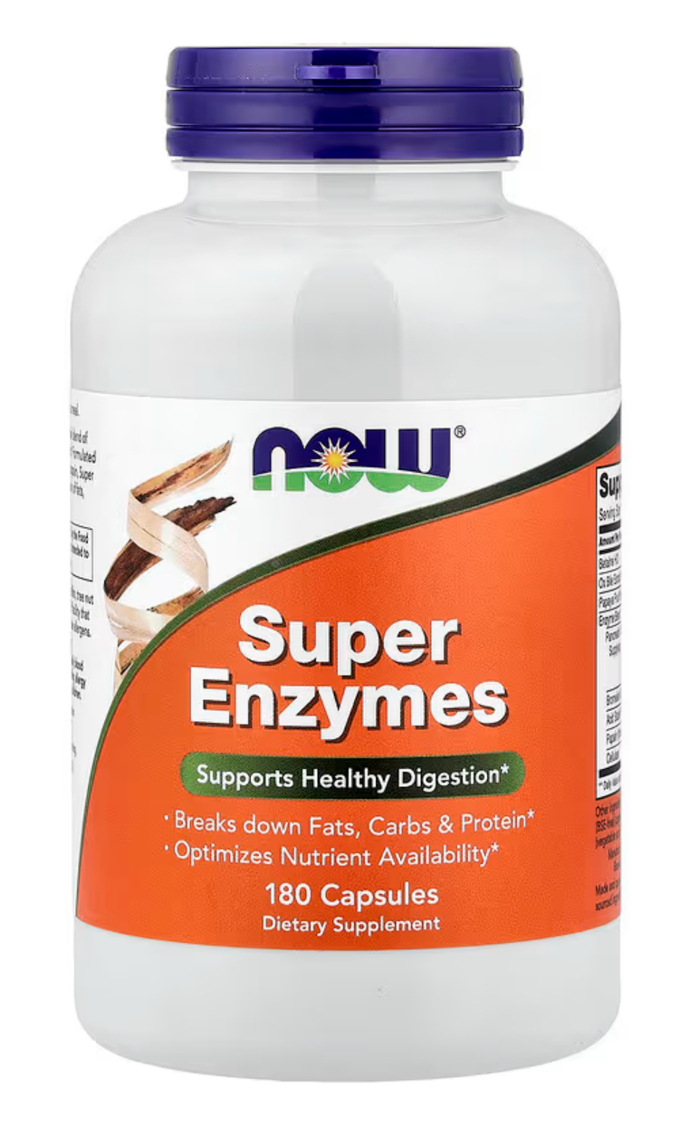 NOW Foods, суперферменты, Super Enzymes, ферменты для пищеварения, 180 капсул